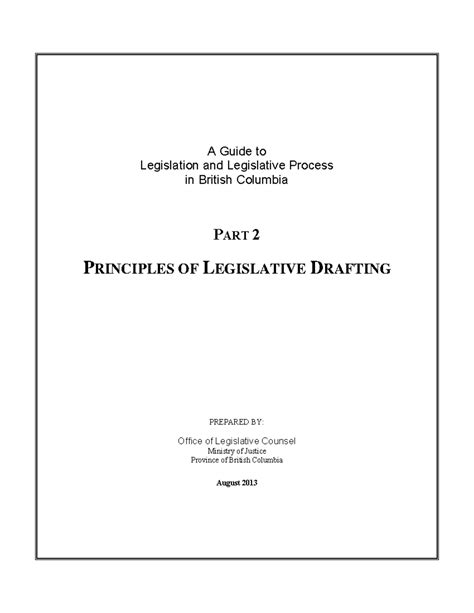 Principles Of Legislative Drafting In Bc August 2013 Guide Studocu