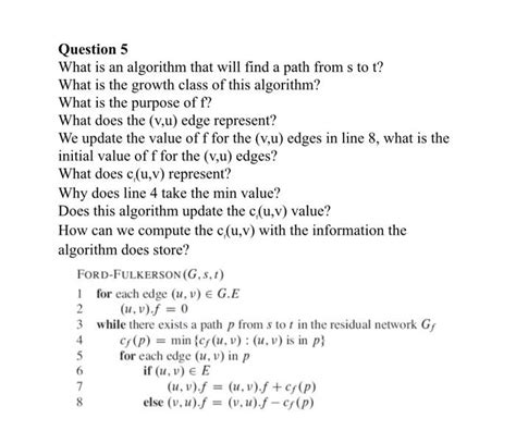 Solved Question 5 What Is An Algorithm That Will Find A Path
