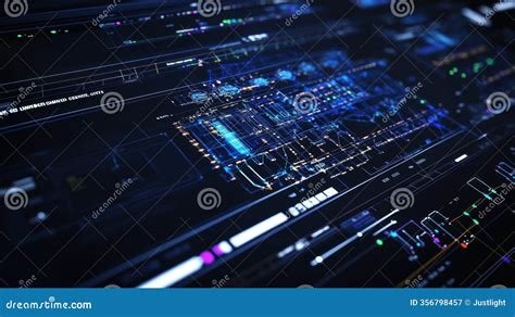 Futuristic Interface Displaying Complex Data Analysis And Building Schematics Stock Image