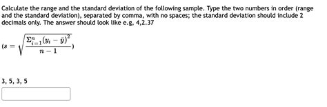 Solved Calculate The Range And The Standard Deviation Of The Chegg