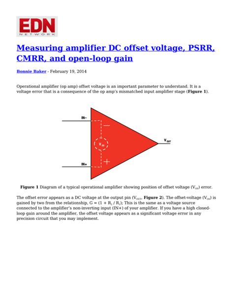 Measuring Amplifier Dc Offset Voltage Psrr Cmrr And