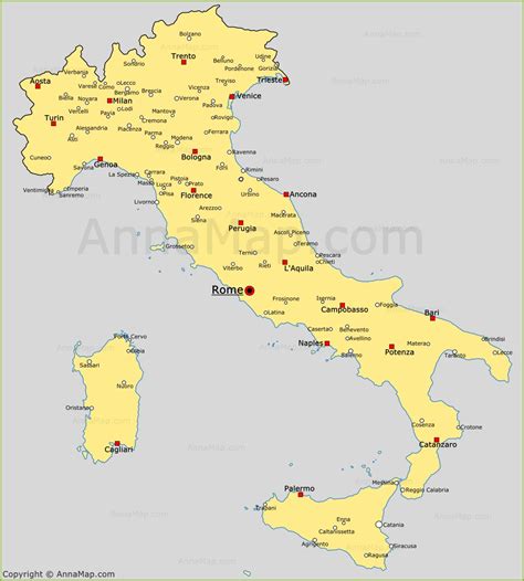 Italy Cities Map Cities And Towns In Italy