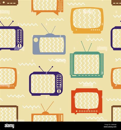 Retro Tv Screens Seamless Pattern Abstract Vintage Television With