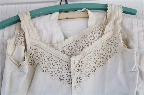 Antique White Cotton Ladies Blouses Camisole Waists Middy Shirt Edwardian Vintage Early 1900s