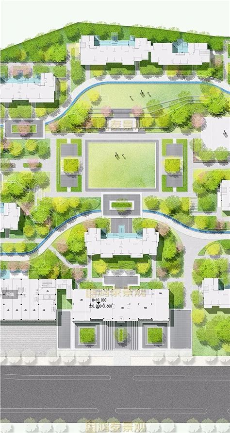 住宅小区景观设计psd彩色总平面大区景观彩平psd素材 花瓣网