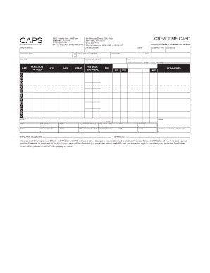 2012 Form Caps Crew Time Card Blank Fillable Template Fill Out