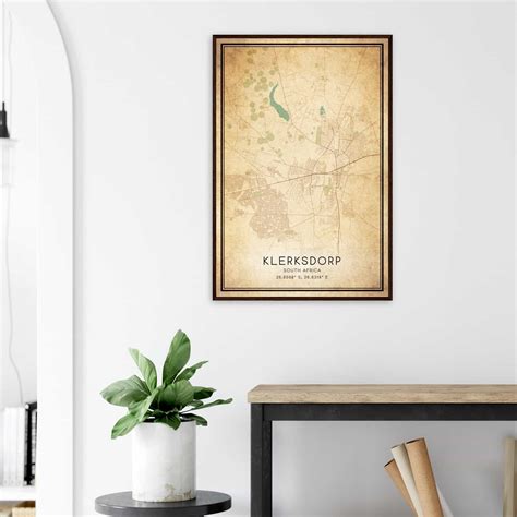 Vintage Klerksdorp South Africa Map Poster Klerksdorp City Road Wall Art Print Custom Maps