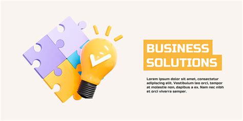 3d 비즈니스 솔루션 배너 전구와 체크 표시가 있는 퍼즐 조각 팀워크 협업 개념 작업 조직 웹 랜딩 페이지 만화 크리 에이 티브 디자인 일러스트 벽지 3d 렌더링 3차원