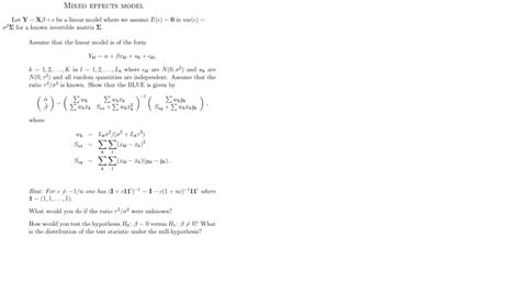 let y x beta c be a linear model where we assume