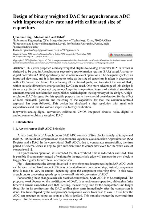 Pdf Design Of Binary Weighted Dac For Asynchronous Adc With Improved Slew Rate And With