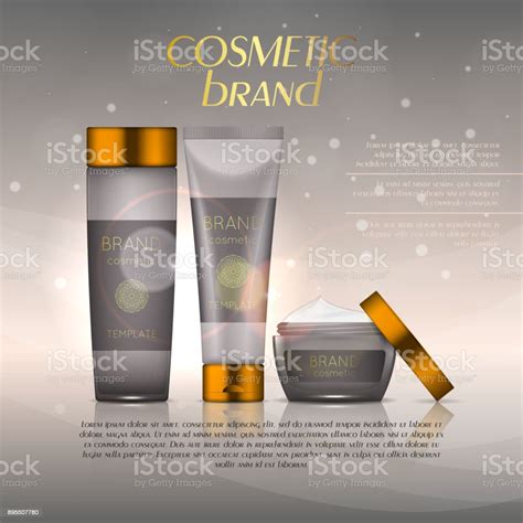 벡터 플레어 효과와 부드러운 빛 배경에 3d 화장품 그림 아름다움 현실적인 화장품 제품 디자인 서식 파일입니다 공단에 대한 스톡 벡터 아트 및 기타 이미지 Istock