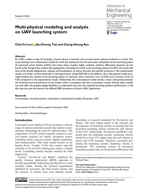 Pdf Multi Physical Modeling And Analysis On Uav Launching System