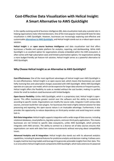 Helical Insight A Better Alternative To Aws Quicksightpptx
