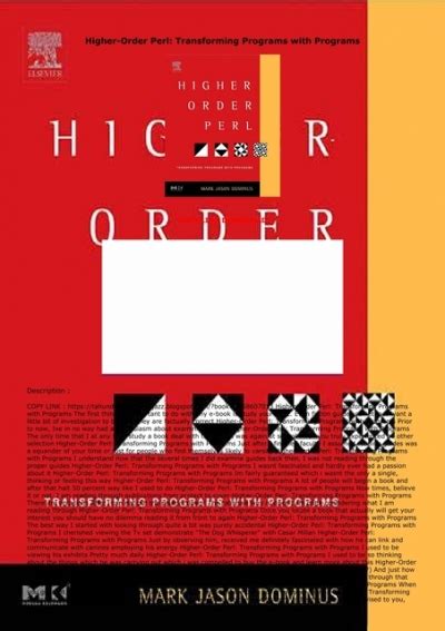 Pdf Readonline Higher Order Perl Transforming Programs With Programs