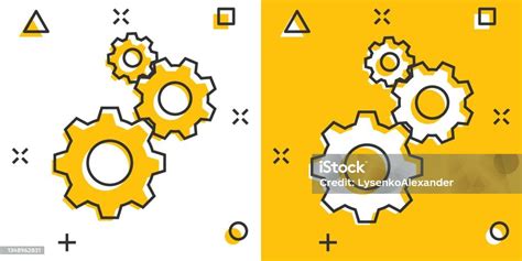 만화 스타일의 기어 벡터 아이콘 흰색 고립 된 배경에 톱니 바퀴 만화 그림 기어휠 코그휠 스플래시 효과 비즈니스 컨셉 개발에 대한 스톡 벡터 아트 및 기타 이미지 Istock