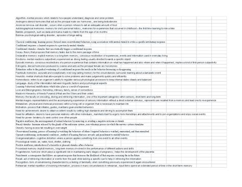 Exam 1 Psych Sheet 1 Exam 1 Study Guide Algorithm Mental Process Which Relate To How