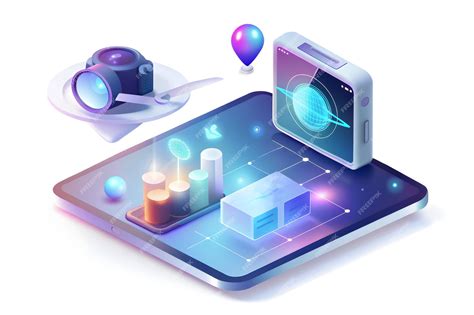 3d tablet icon with holographic ai qa and dashboard icons concept