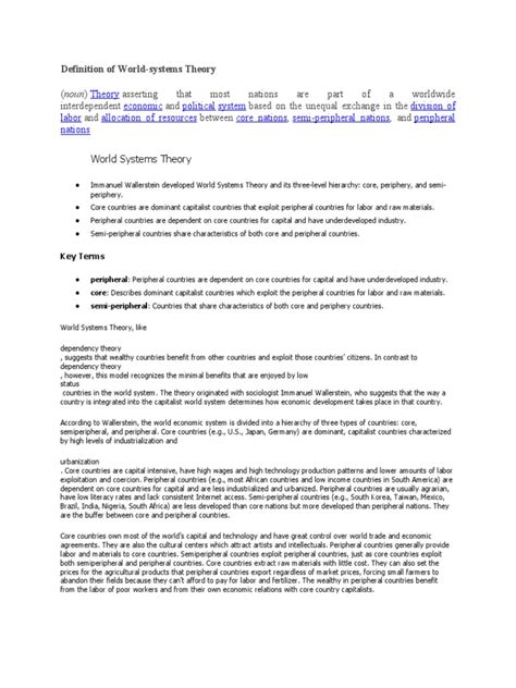 World Systems Theory Pdf World Systems Theory Political Theories