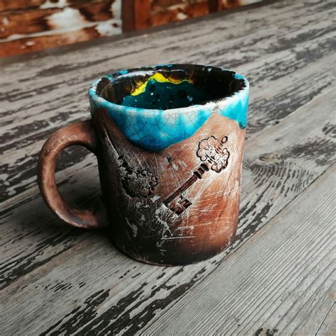 Красивая кружка керамическая с узором из глины для чая кофе чашка в ...