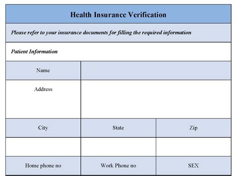 Health Insurance Verification Form Editable Pdf Forms