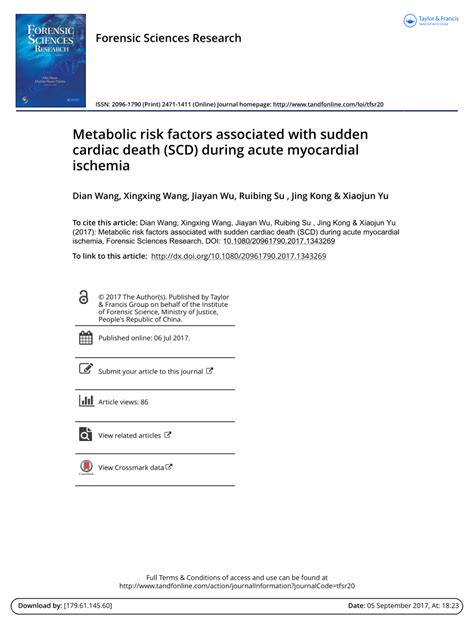 Pdf Metabolic Risk Factors Associated With Sudden Cardiac Death Scd During Acute Myocardial