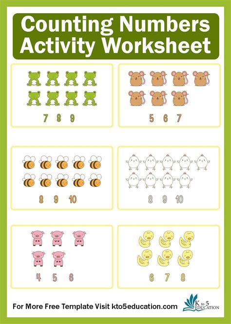 Free Counting Numbers Activity Worksheet Kto5education