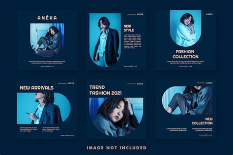 프로모션을위한 미적 패션 소셜 미디어 포스트 배너 템플릿 번들 프리미엄 Psd 파일