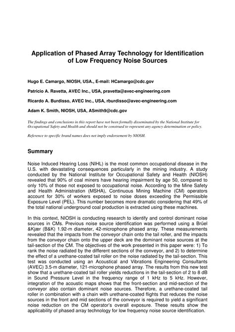PDF Application Of Phased Array Technology For Identification Of Low Frequency Noise Sources