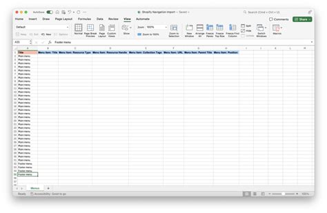 Bulk Import And Create New Shopify Online Store Navigation Menus