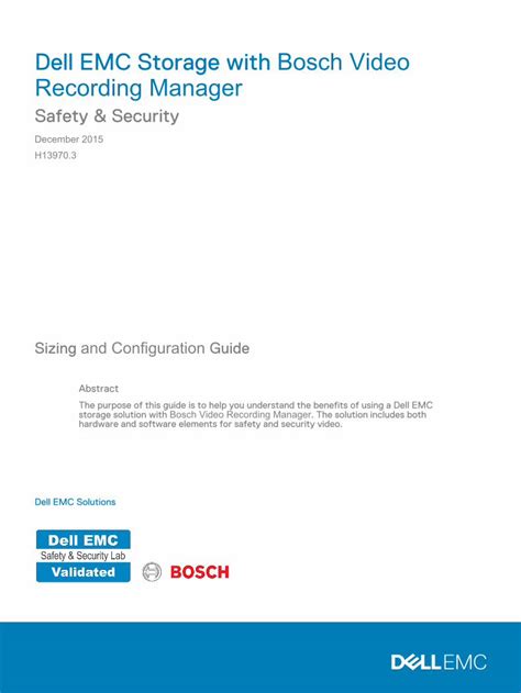 Pdf Dell Emc Storage With Bosch Video Recording Manager Sizing