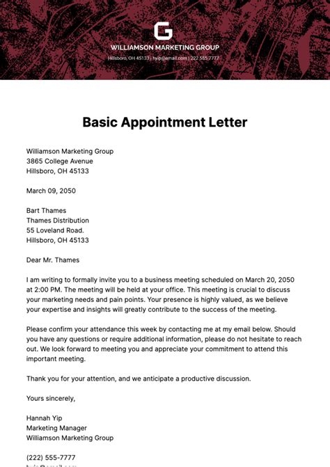 Free Acting Appointment Letter Template To Edit Online