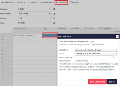 Adding Data Validation Modlr