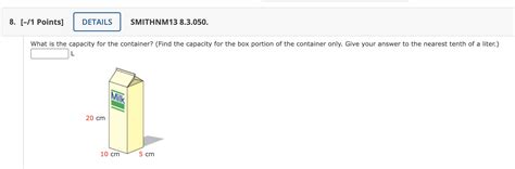 Solved What Is The Capacity For The Container Find The Chegg Com