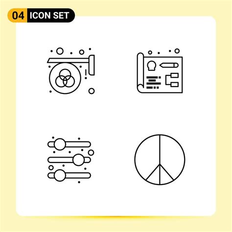 4 User Interface Line Pack Of Modern Signs And Symbols Of Advertisement User Interface Palette