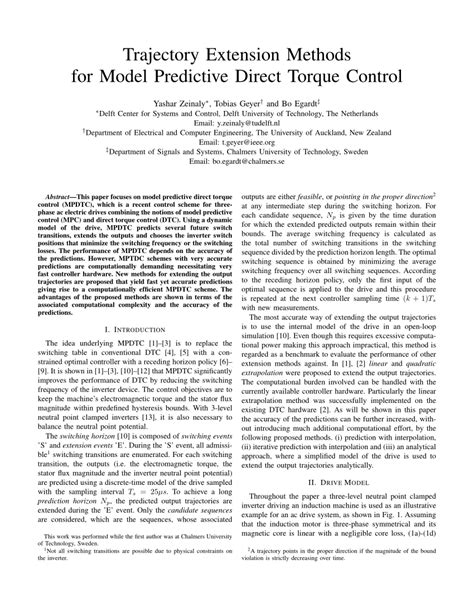 Pdf Trajectory Extension Methods For Model Predictive Direct Torque Control