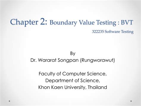 Ppt Chapter 2 Boundary Value Testing Bvt 322235 Software Testing