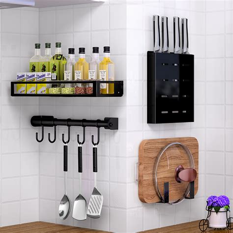 厨房挂杆墙壁挂架铲子锅铲勺子壁挂式置物架免打孔挂钩抹布架挂件 虎窝淘