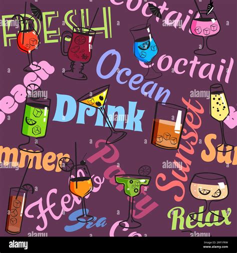 Cocktail Beverages Seamless Pattern Background Stock Vector Image And Art Alamy