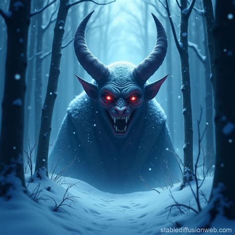 Snowy Demon In Forest Landscape Stable Diffusion Online