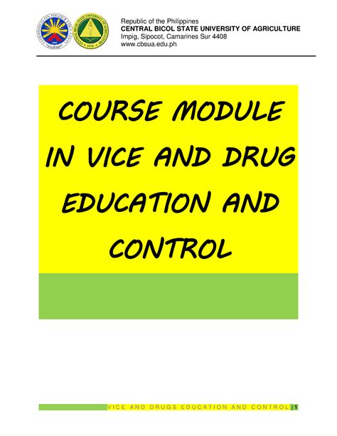 Module I Module 1 Course Module In Vice And Drug Education And