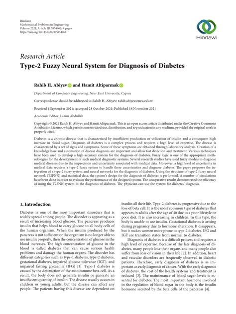 Pdf Type 2 Fuzzy Neural System For Diagnosis Of Diabetes