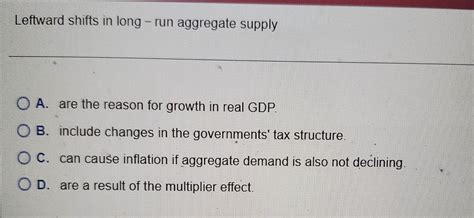 Solved Leftward Shifts In Long ﻿run Aggregate Supplya