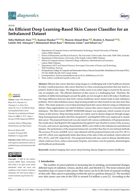 Pdf An Efficient Deep Learning Based Skin Cancer Classifier For An Imbalanced Dataset