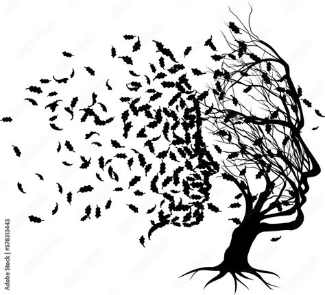 Optical Illusion Tree Man Woman Couple Faces Stock Illustration Adobe Stock