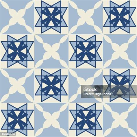 파란색 단색 세라믹 타일 실내 장식을 위한 세련된 디자인 요소 벡터 일러스트레이션 고풍스런에 대한 스톡 벡터 아트 및 기타