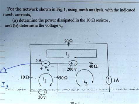 Solved For The Network Shown In Fig1 Using Mesh Analysis With The