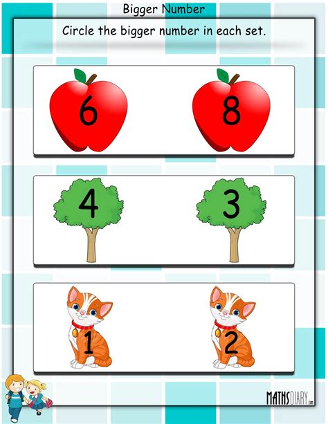 Comparing Larger And Smaller Numbers Worksheets For Preschool And First