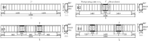 Design Details Of Rc Beam B1 And Pc Beam B2 B3 And B4 Unit Mm Download Scientific
