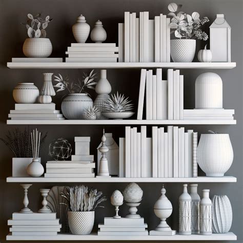 책 선반 장식 세트 3d 모델 40 Max Free3d