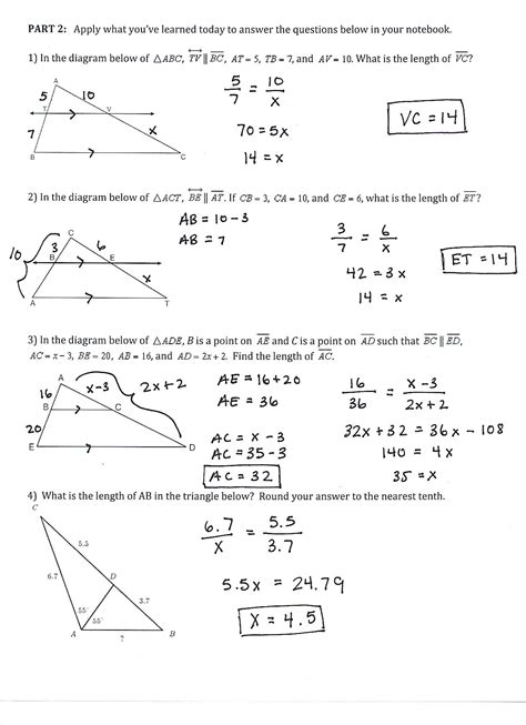 Angle Bisector Theorem Side Splitter Worksheet Answers Ccss